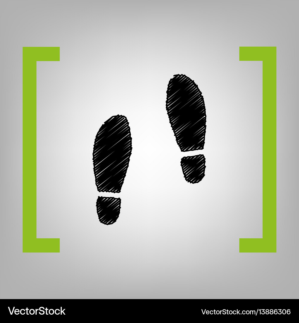 Imprint soles shoes sign black scribble Royalty Free Vector