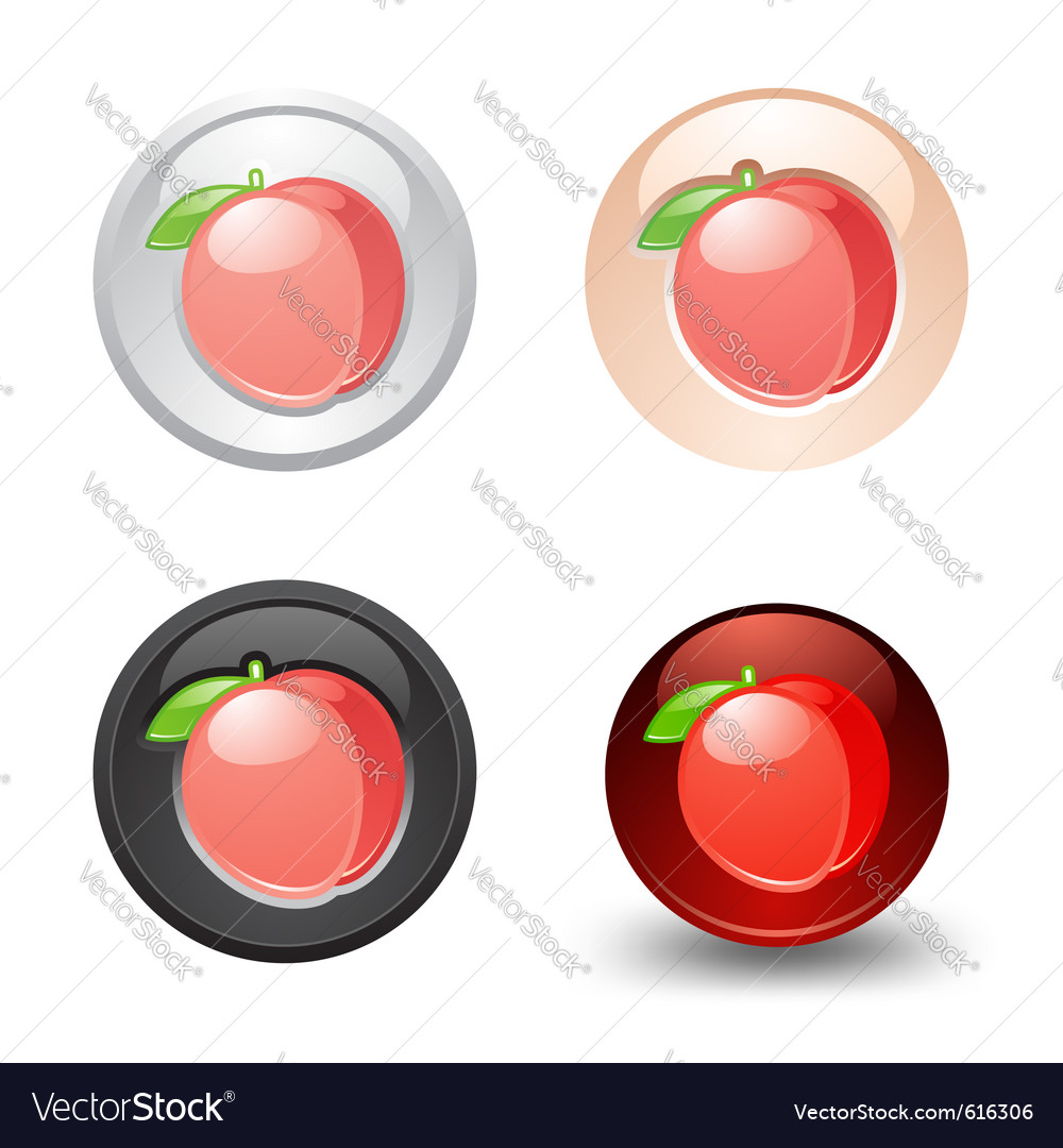 Peach button set web 20 icons Royalty Free Vector Image