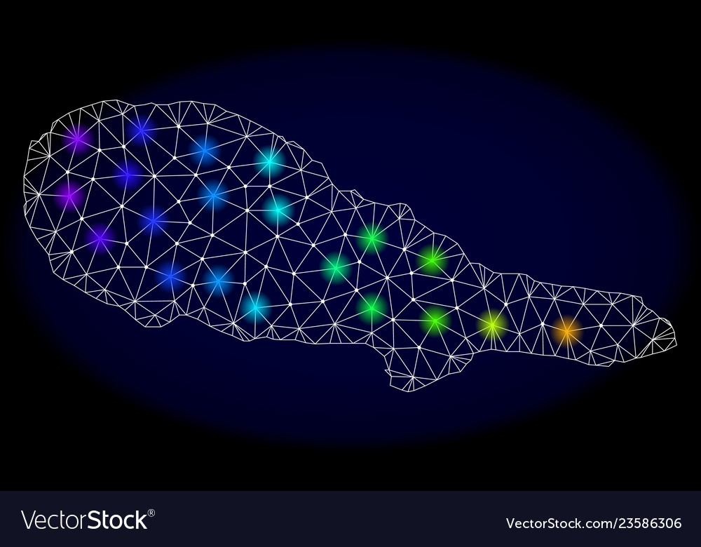 Polygonal network mesh map pico island Royalty Free Vector