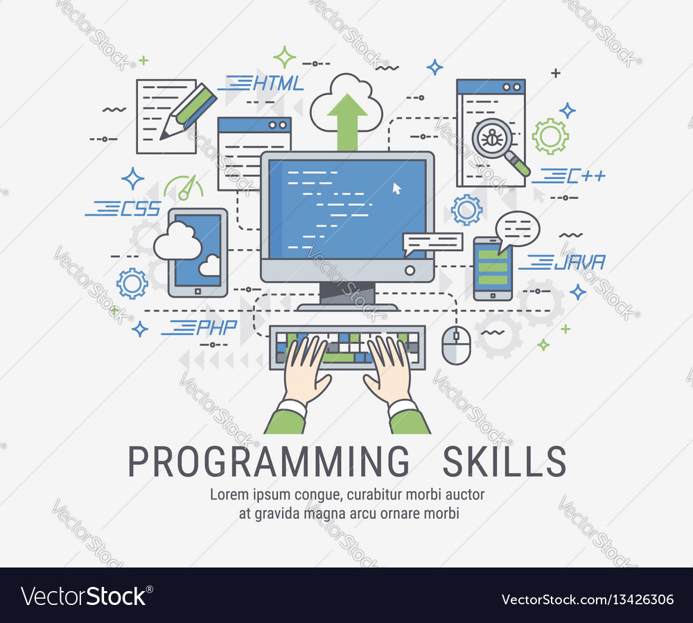 Programming skills for web Royalty Free Vector Image