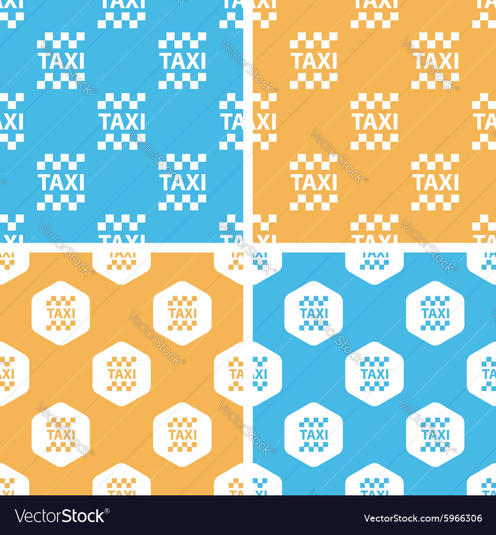 Taxi pattern set colored Royalty Free Vector Image