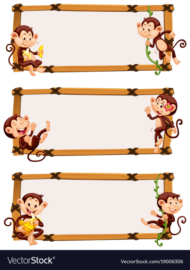 Three banner template with happy monkeys Vector Image