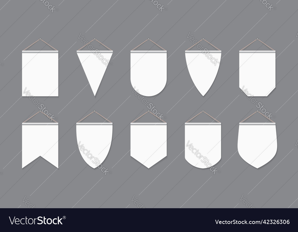 White pennant flag hanging pennant and flag Vector Image