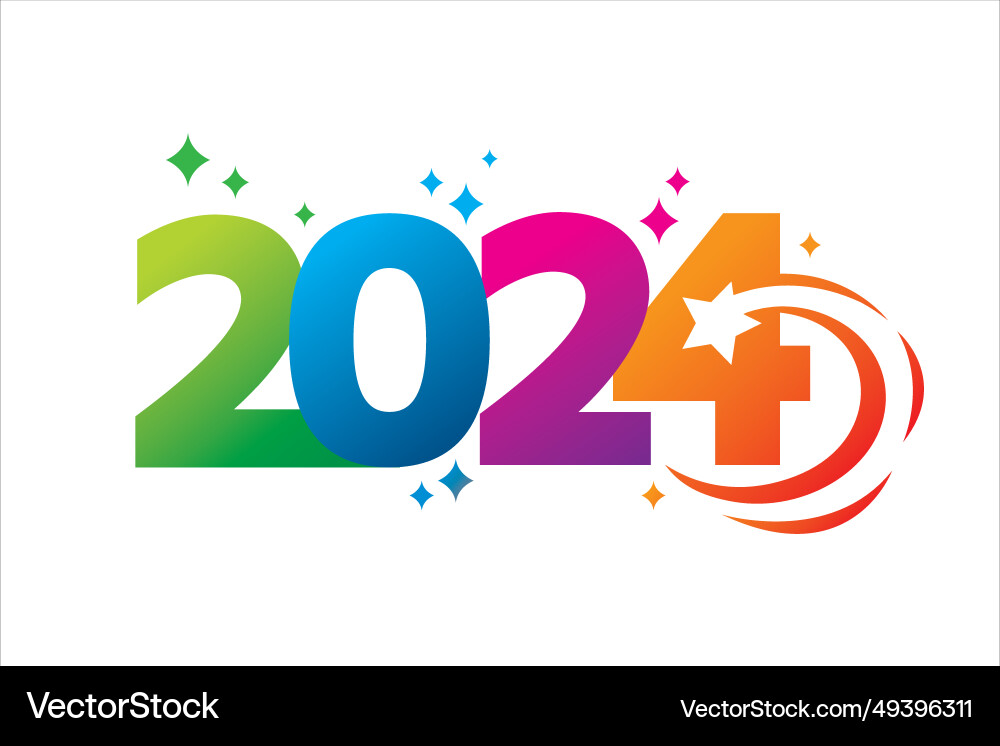 2024 happy new year number design template Vector Image