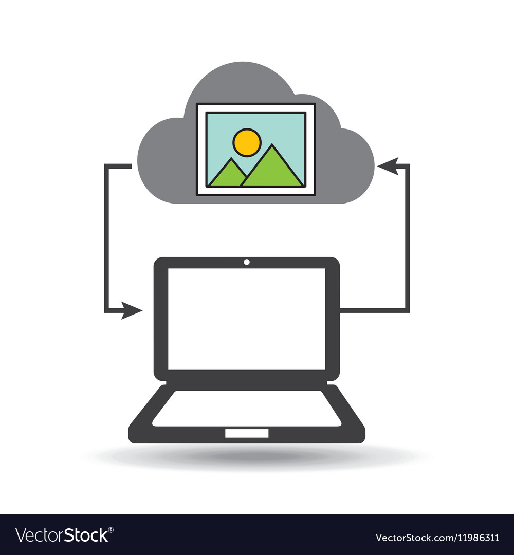 Cloud computer connected picture Royalty Free Vector Image