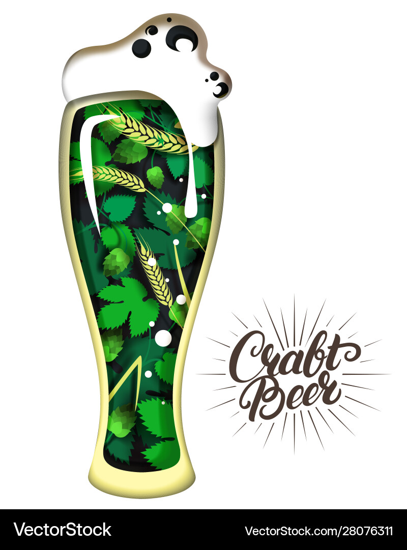 Craft beer mug in paper art Royalty Free Vector Image