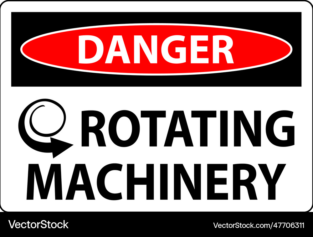 Danger sign rotating machinery on white background