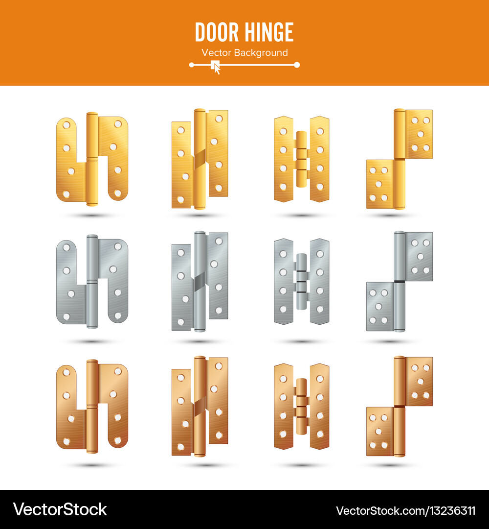 Door hinge set classic and industrial Royalty Free Vector