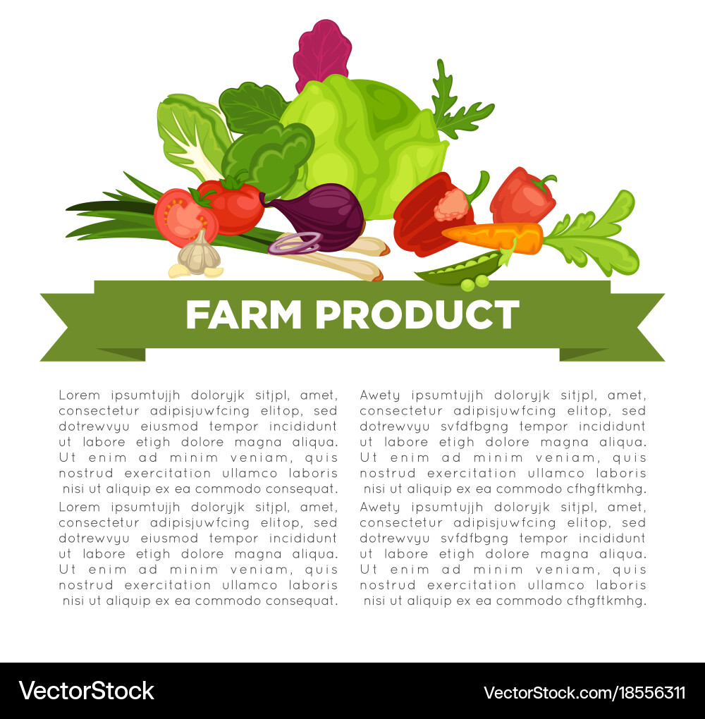 Farm product informative poster with vegetables Vector Image
