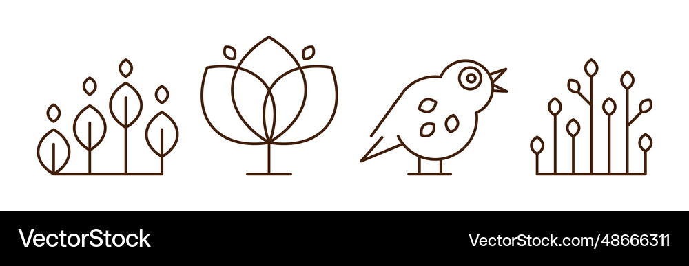 Forest line icon and object as nature park area Vector Image