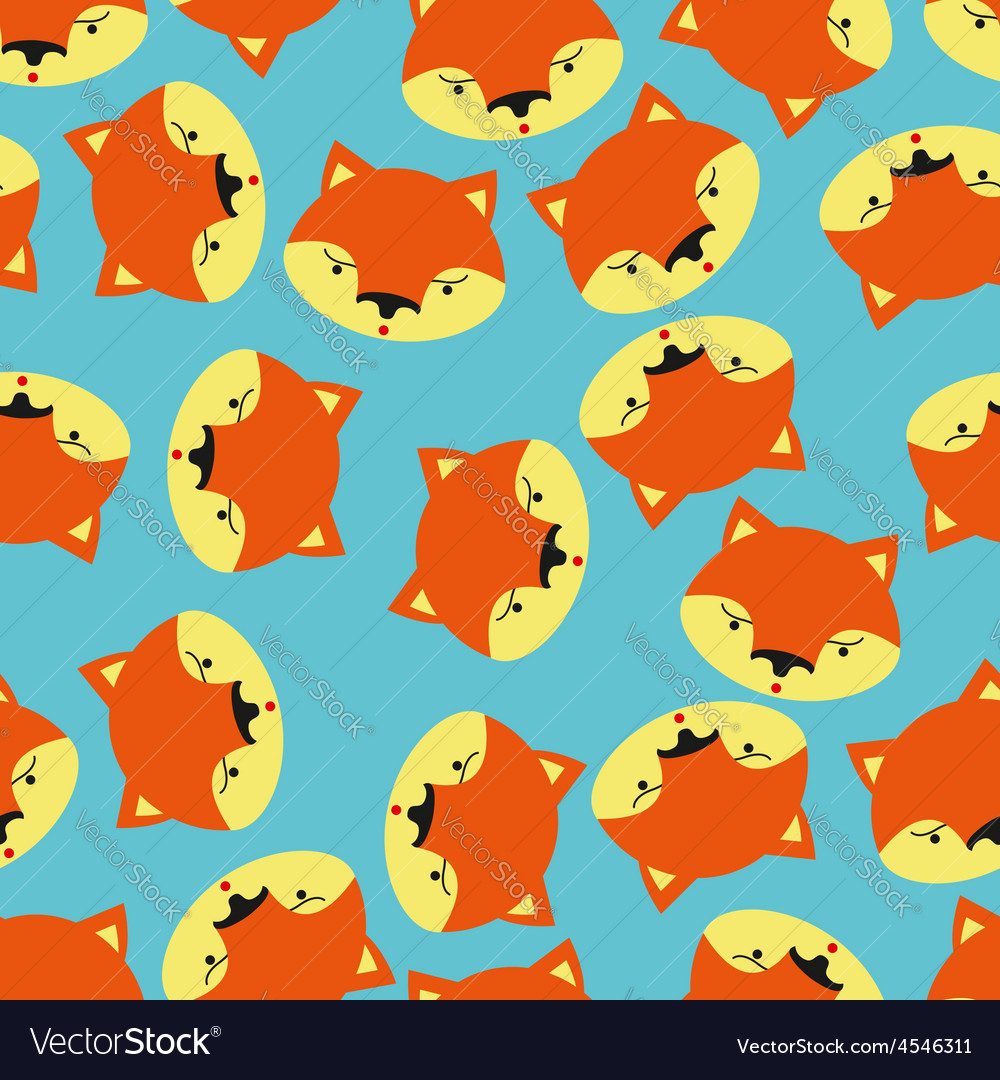 Fox Seamless pattern Animals background Royalty Free Vector