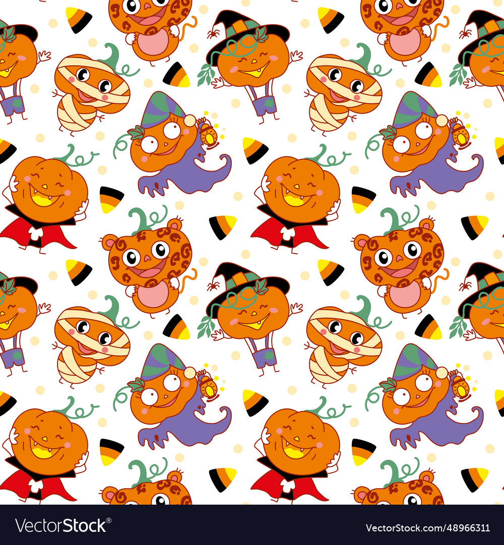 Halloween characters pattern Royalty Free Vector Image