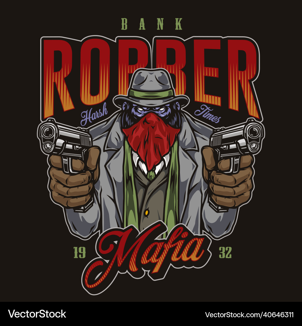 Mafia and crime colorful emblem Royalty Free Vector Image