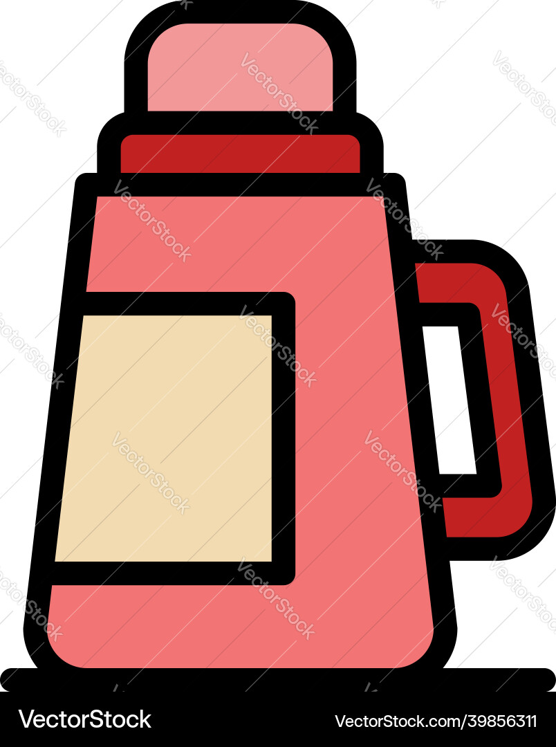 Plastic thermos icon color outline Royalty Free Vector Image