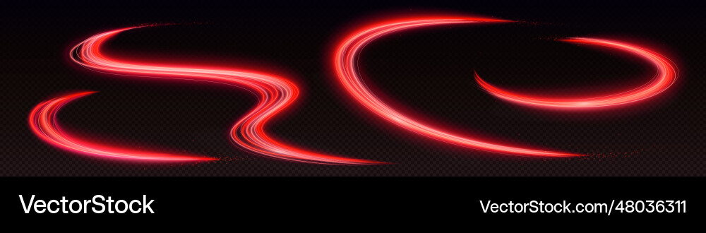 Realistic set of neon red waves Royalty Free Vector Image