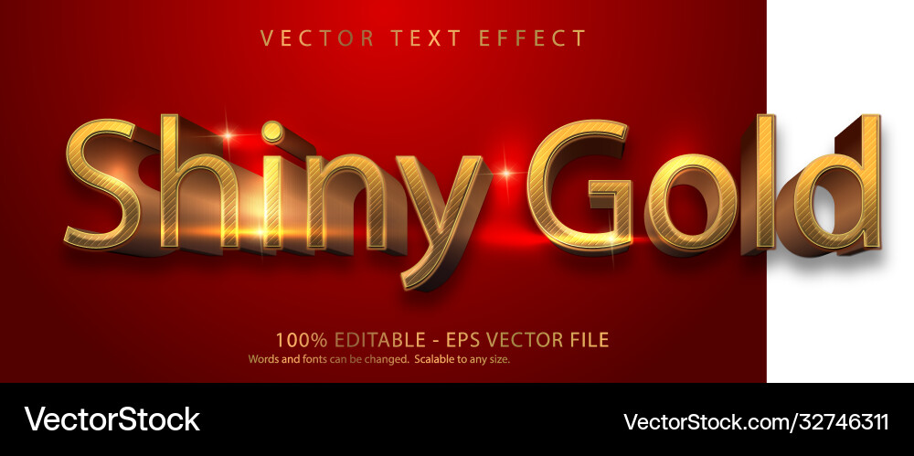 Red color and shiny gold style editable text Vector Image