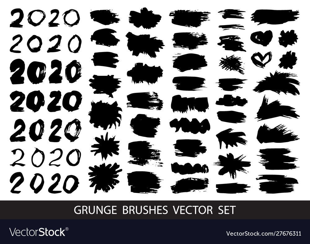 Set black paint ink brush strokes brushes Vector Image