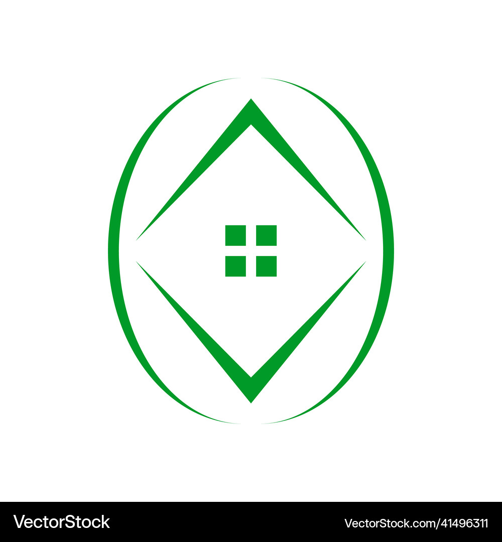Simple and elegant window green diamond home logo Vector Image