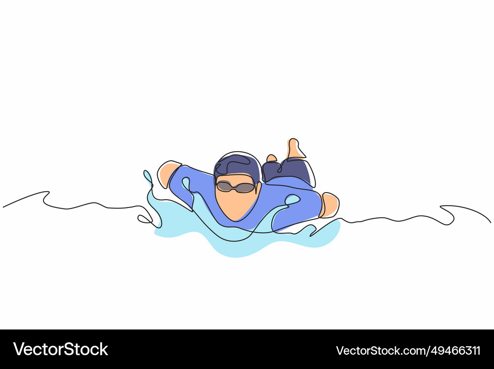 Single one line drawing young disabled person Vector Image