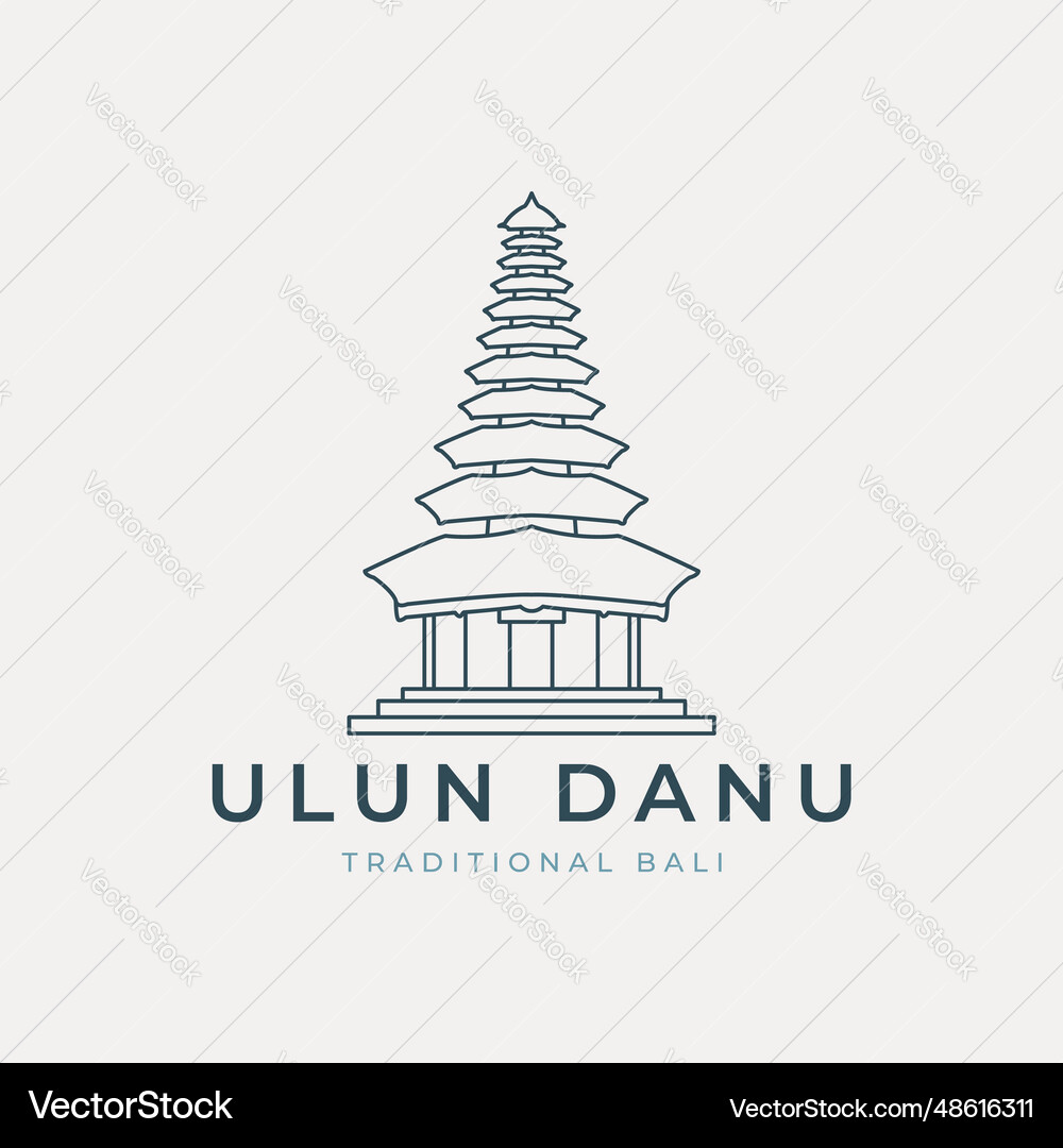 Ulun danu line art logo template design icon Vector Image