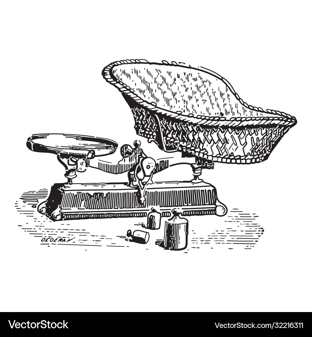 Vintage engraving a mechanical weighing scale Vector Image