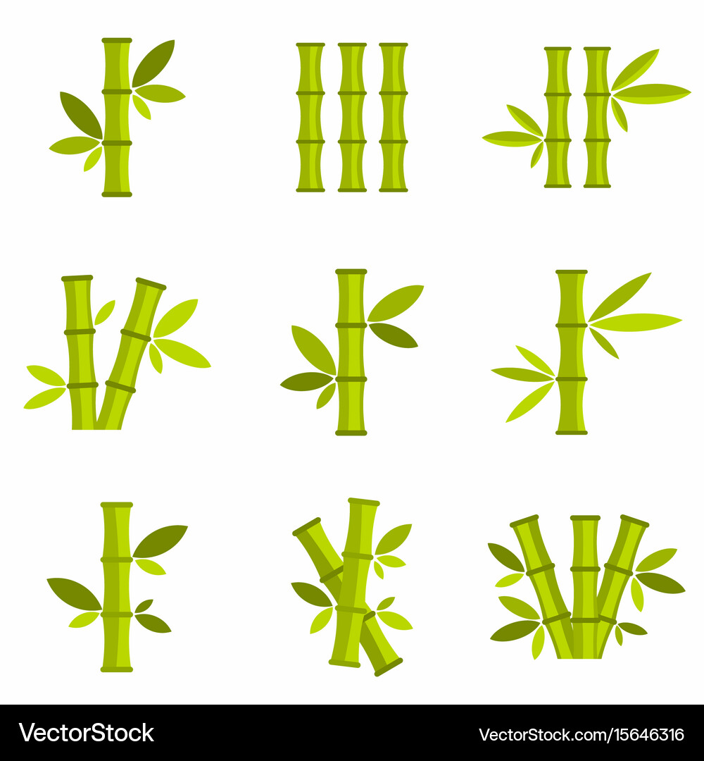 Bamboo icons set isolated on white Royalty Free Vector Image