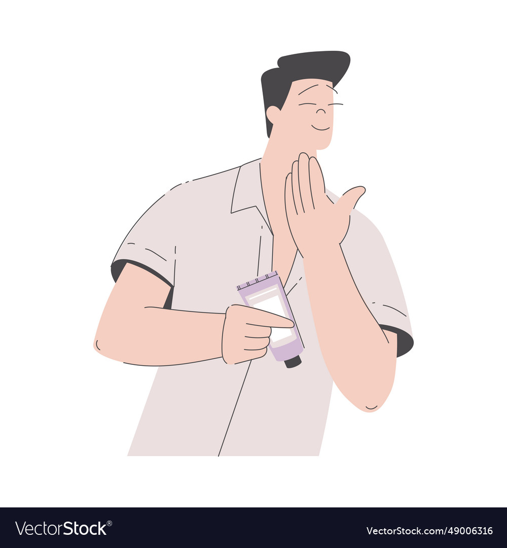 Beauty care with young man apply cream or lotion Vector Image