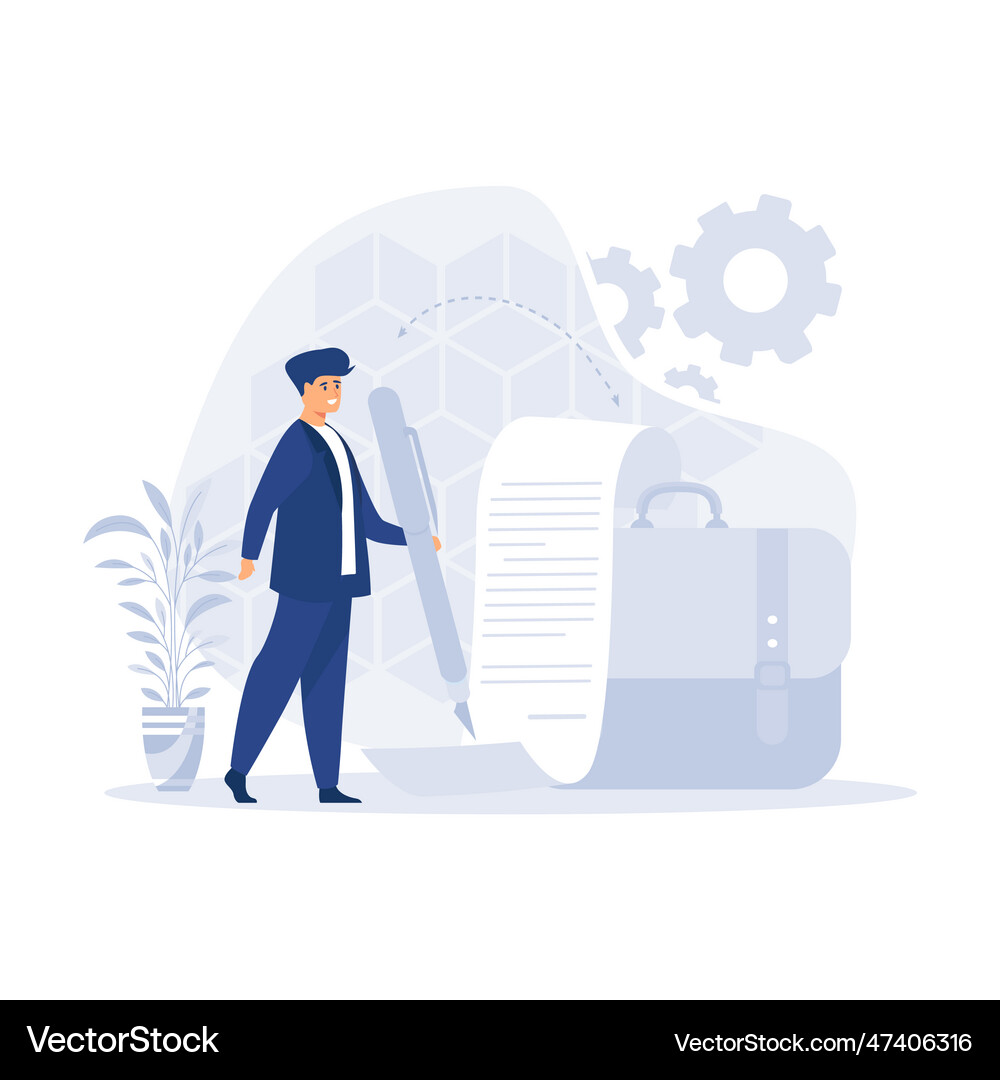Businessman signing a contract flat modern Vector Image