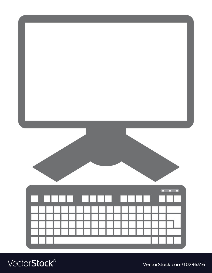 Computer display and keyboard icon Isolated on Vector Image