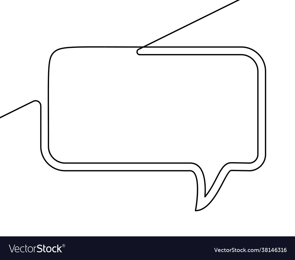 Continuous line drawing rectangular speech Vector Image