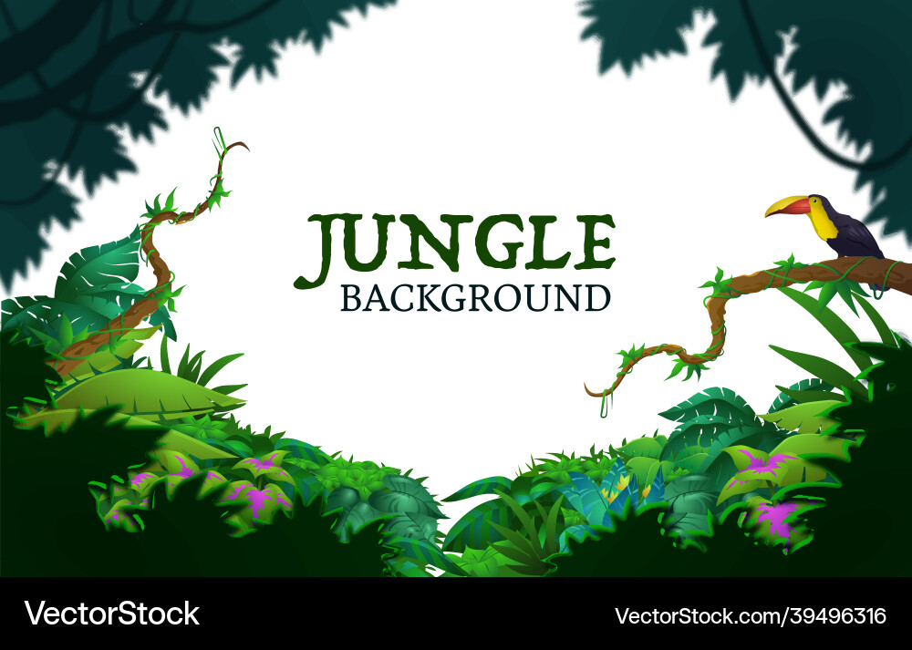 Cute colorful background with jungle plants Vector Image