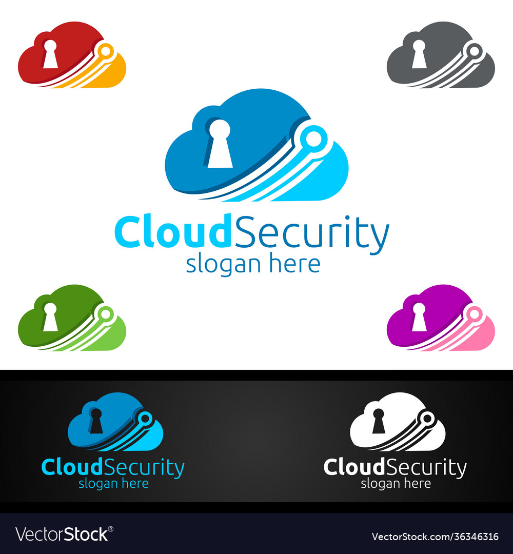 Digital cloud security logo for network internet Vector Image