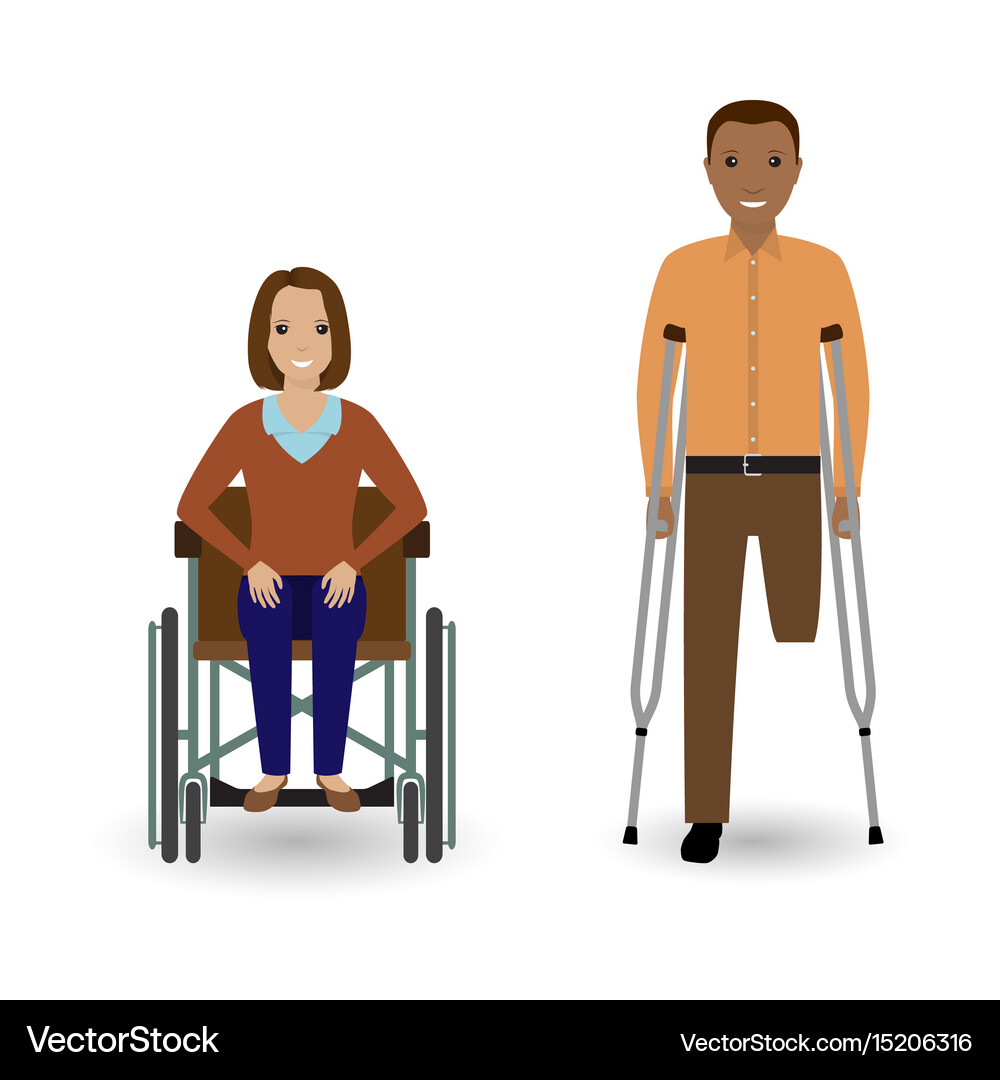 Disability people concept invalid woman Royalty Free Vector
