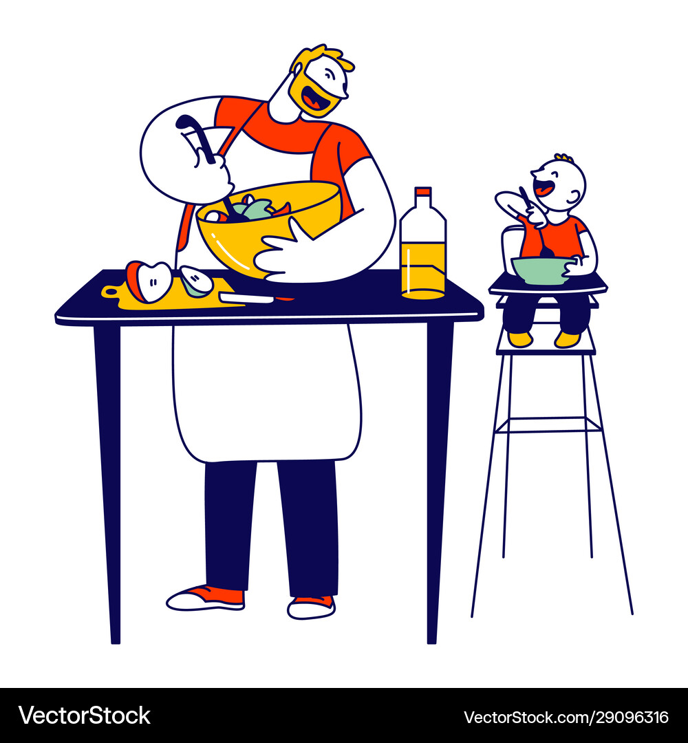 Happy family routine concept single father Vector Image