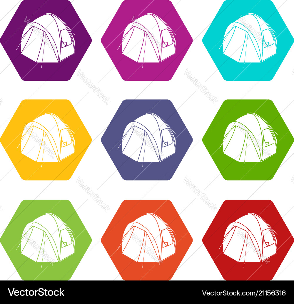 Hiking tent icons set 9 Royalty Free Vector Image