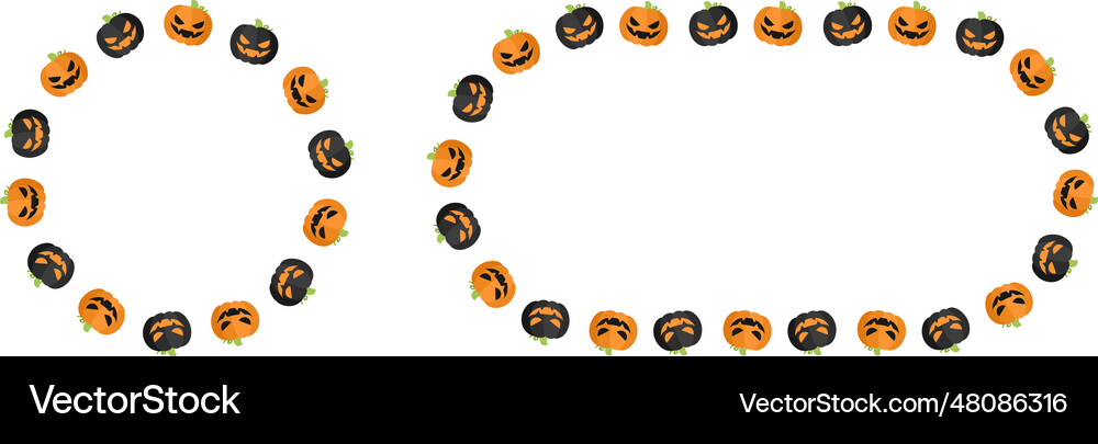 Jack o lantern pumpkin halloween frame border set Vector Image