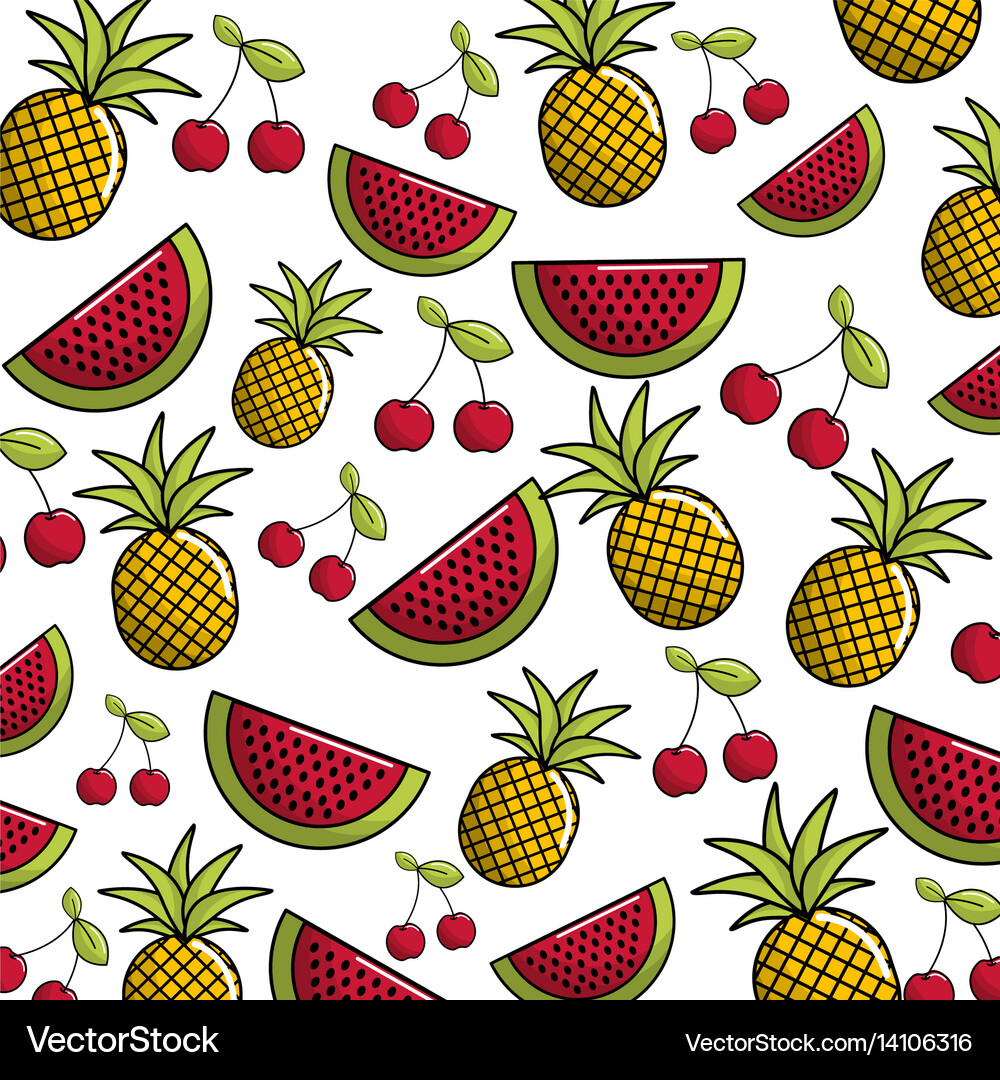 Natural watermelon and pineapple fruit background Vector Image