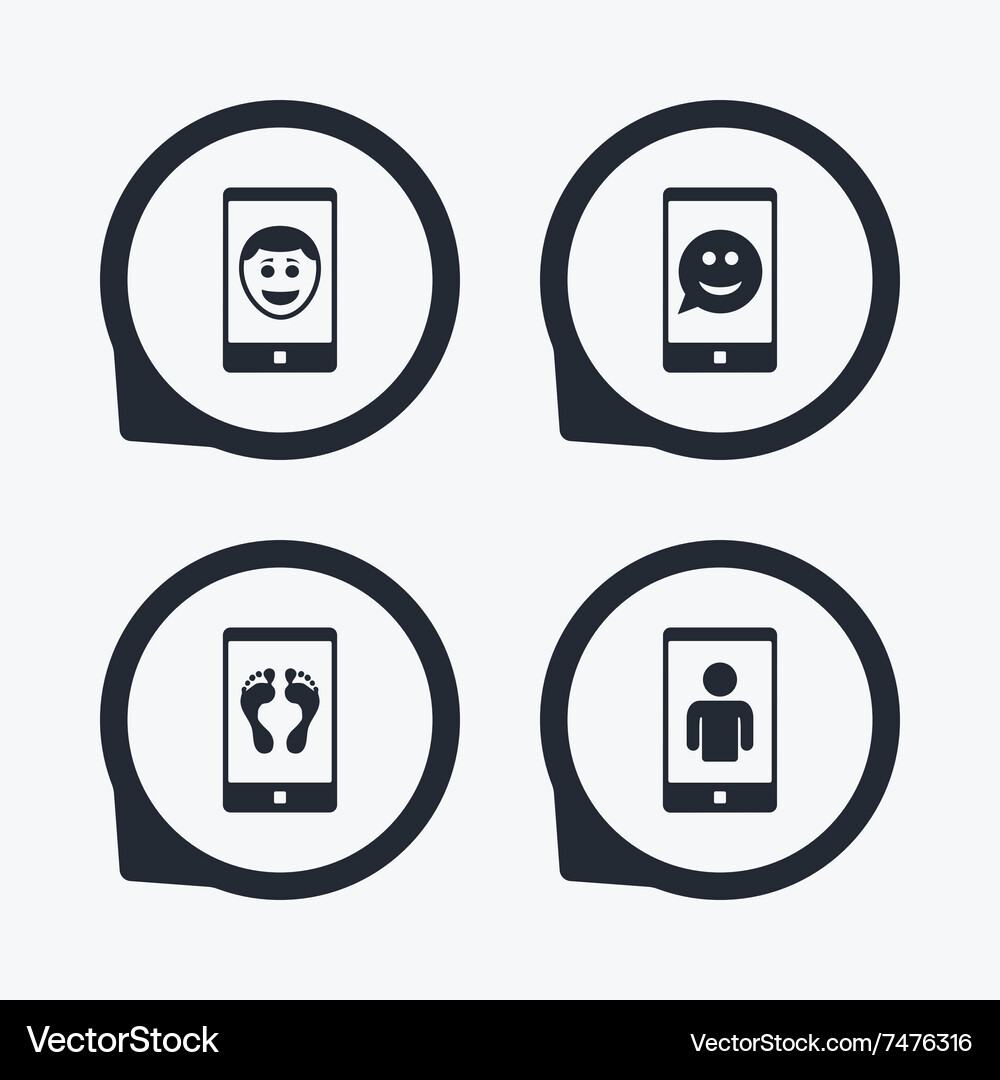 Selfie smile face icon smartphone video call Vector Image