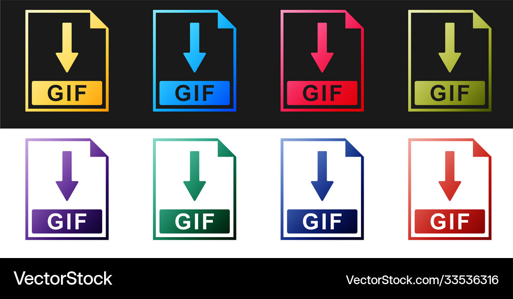 Set gif file document icon download gif button Vector Image