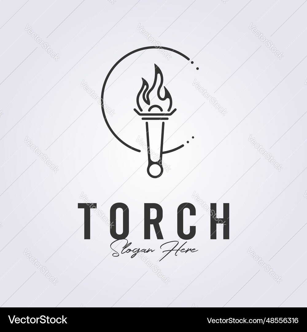 Simple torch fire logo line art symbol icon Vector Image