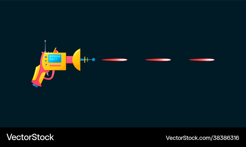 Toy blaster gun shooting with laser beam flat Vector Image
