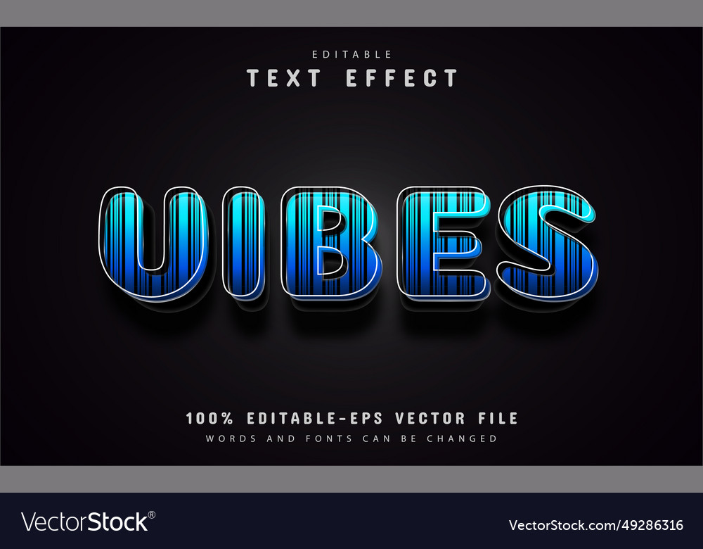 Vibes text blue gradient text effect Royalty Free Vector