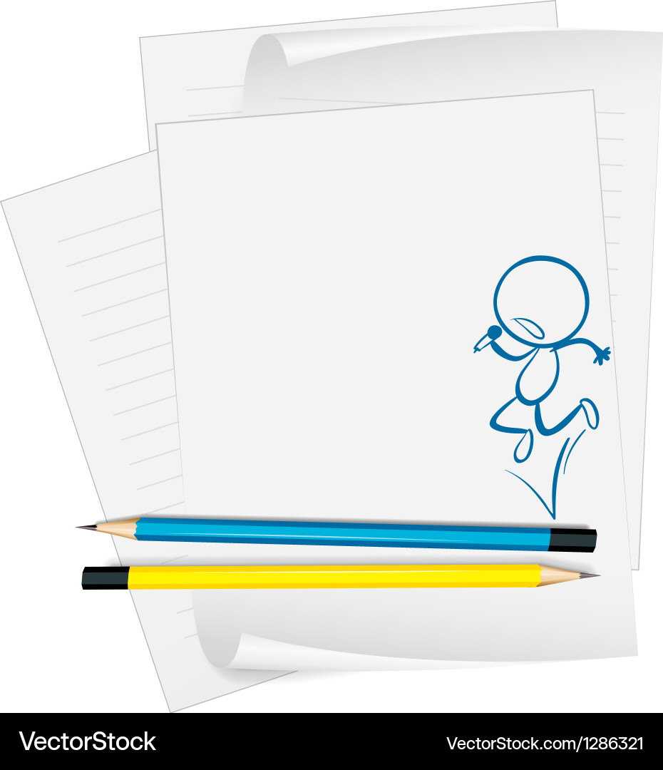 A paper with drawing of boy singing Royalty Free Vector