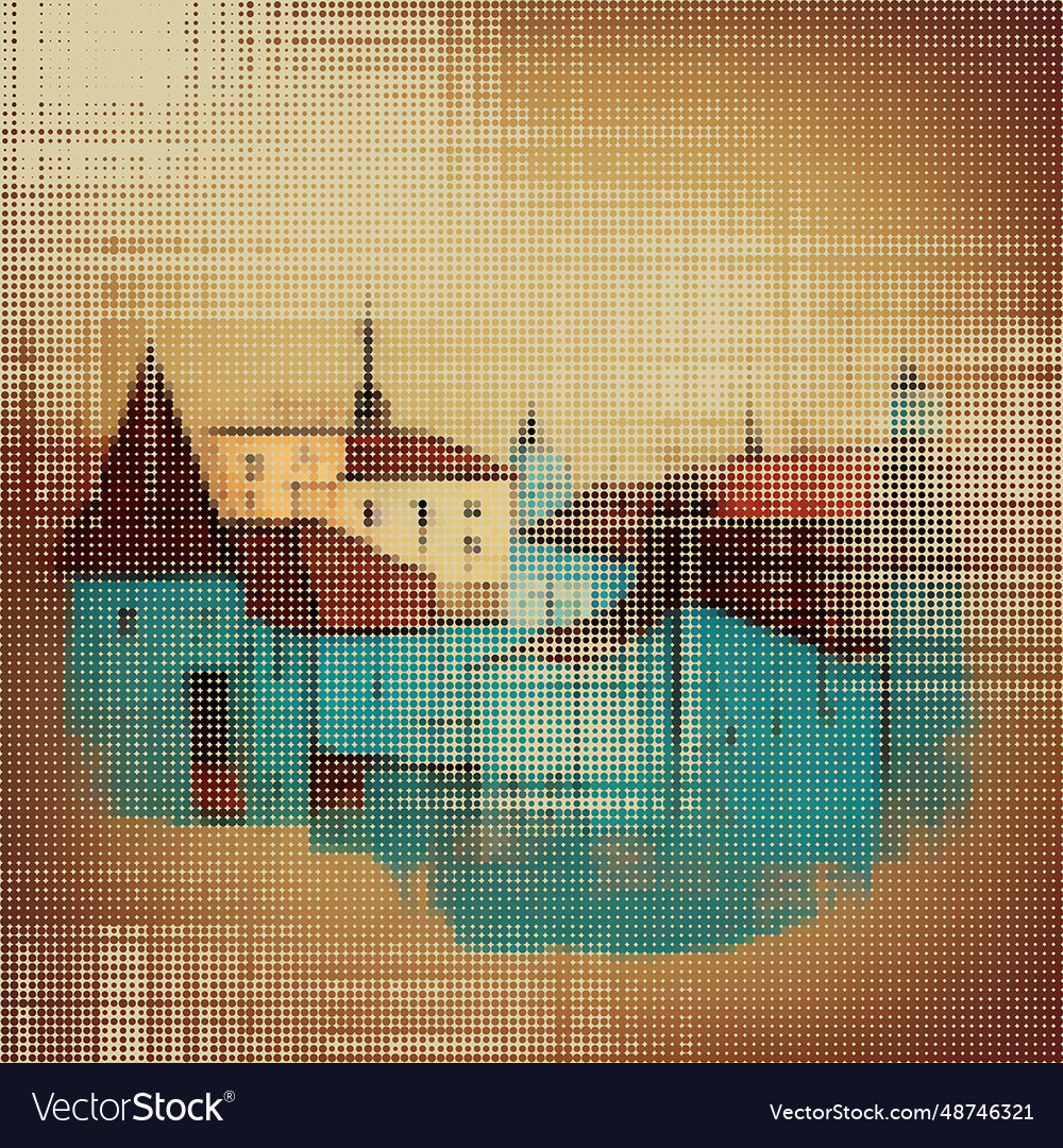 Abstract cityscape halftone dots background Vector Image