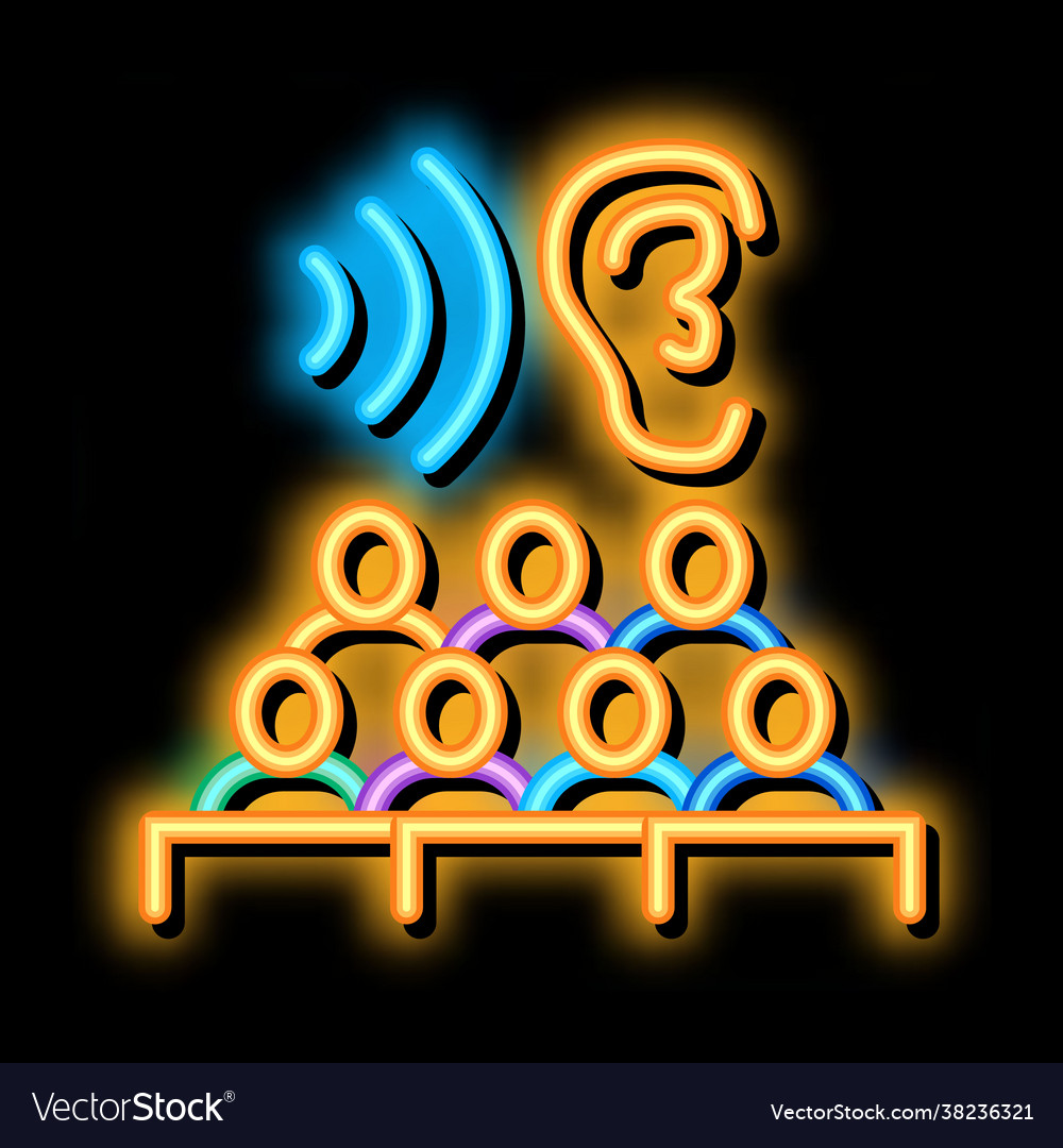 Audience listening seminar neon glow icon Vector Image