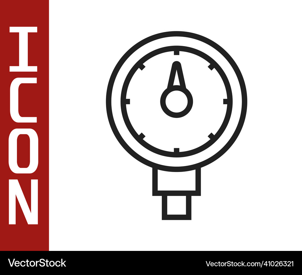 Black line tire pressure gauge icon isolated Vector Image