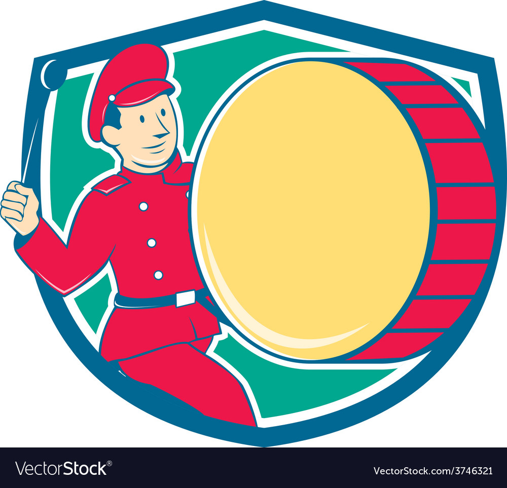 Brass drum drummer marching shield Royalty Free Vector Image