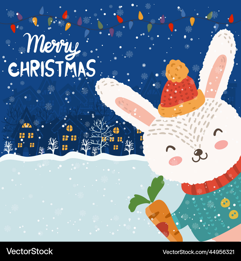 Cartoon for holiday theme with happy funny rabbit Vector Image