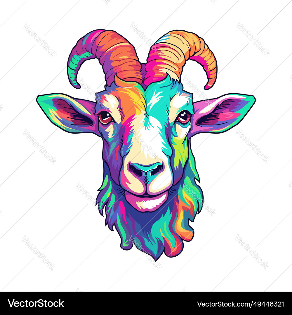 Colorful Watercolor Goat Character Royalty Free Vector Image