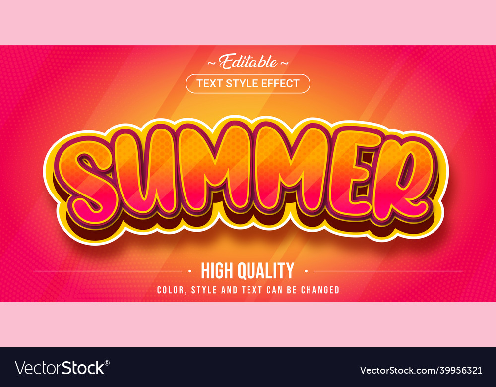 Editable text style effect - summer theme style Vector Image